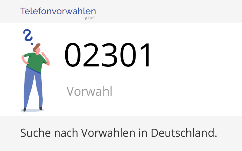 02301 Vorwahl, Ortsvorwahl 02301 auf Telefonvorwahlen.net