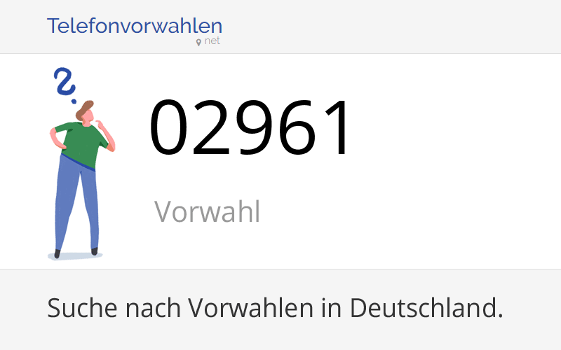 02961 Vorwahl, Ortsvorwahl 02961 auf Telefonvorwahlen.net