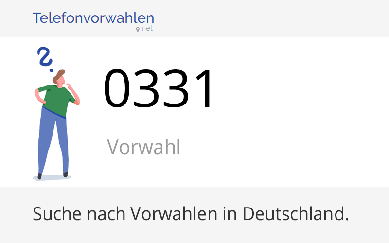 0331 Vorwahl, Ortsvorwahl 0331 auf Telefonvorwahlen.net